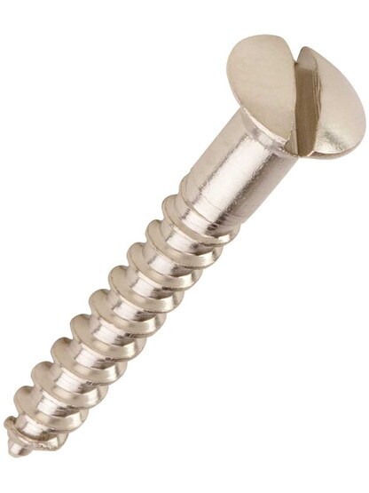 5 X 1 Inch Oval Head Slotted Brass Wood Screws 25 Pack In Satin Nickel House Of Antique