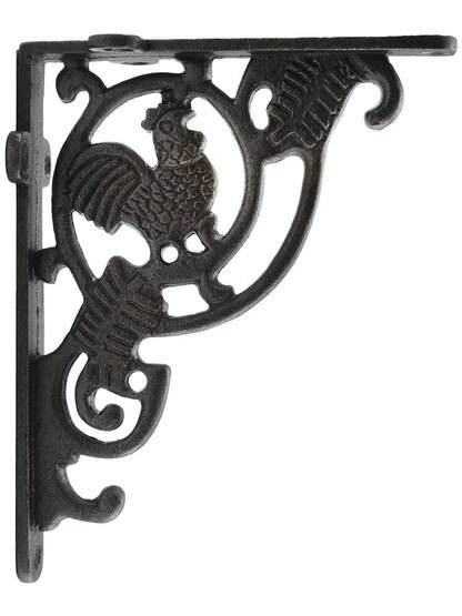 Rooster Cast-Iron Shelf Bracket - 5 1/4" x 4 1/4" in Antique Iron ...