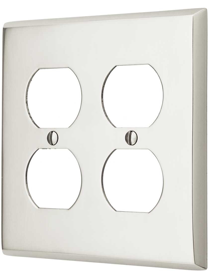 Traditional Forged Brass Double Gang Duplex Cover Plate in Polished ...