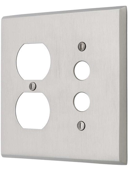 Traditional Forged Brass Push Button / Duplex Combination Switch Plate ...