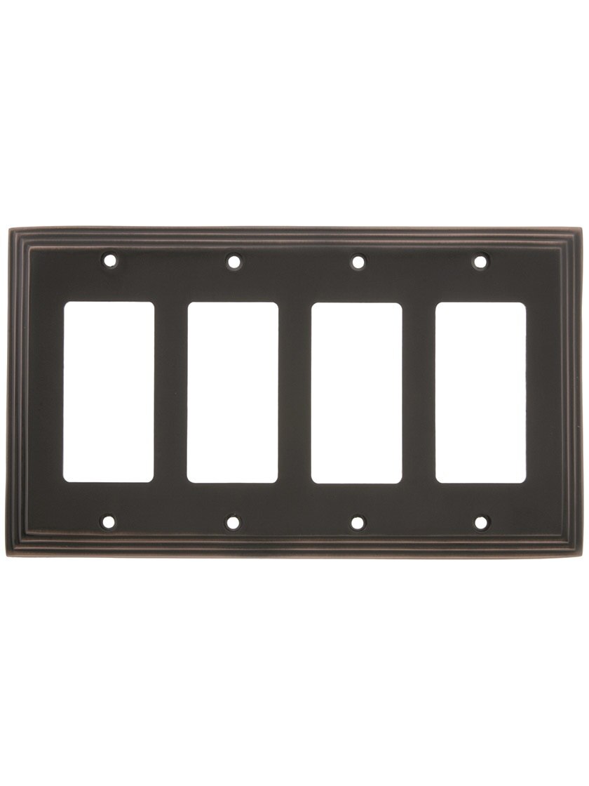 Mid-Century GFI / Decora Cover Plate - Quad Gang in Oil-Rubbed Bronze ...