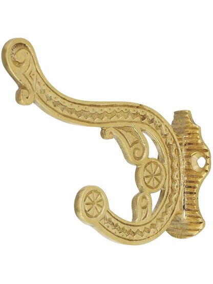 Galena Solid-Brass Double Hook in Un-Lacquered Brass | House of Antique Hardware
