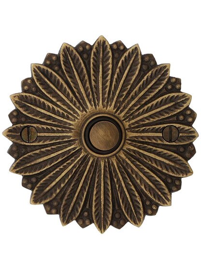 Hollywood Regency Solid Brass Doorbell Button In Antique Brass House