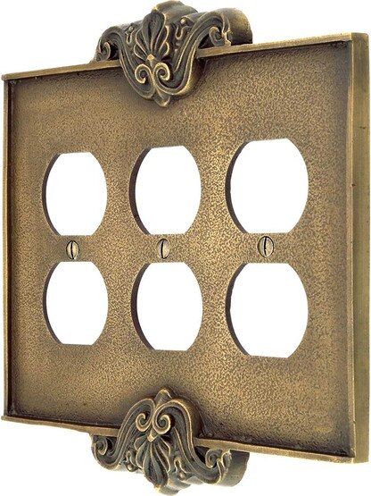 Art Nouveau Triple Outlet Cover Plate In Antique-By-Hand Finish | House ...