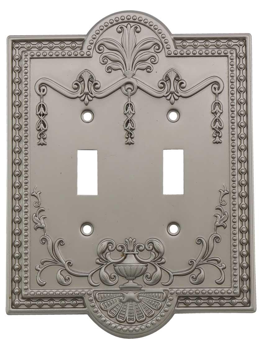 Como Double Toggle Switch Plate in Satin Nickel | House of Antique Hardware