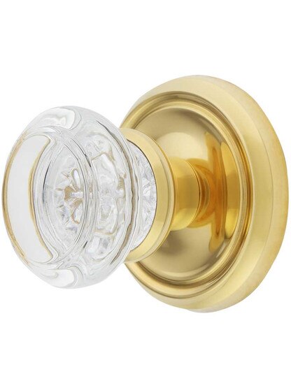 Traditional Rosette Set With Round Glass Door Knobs Double Dummy Un-lacquered brass | House of ...