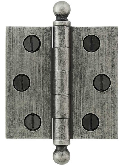 2 1/2" Solid Brass Butt Hinge with Ball Finials in Distressed Antique ...