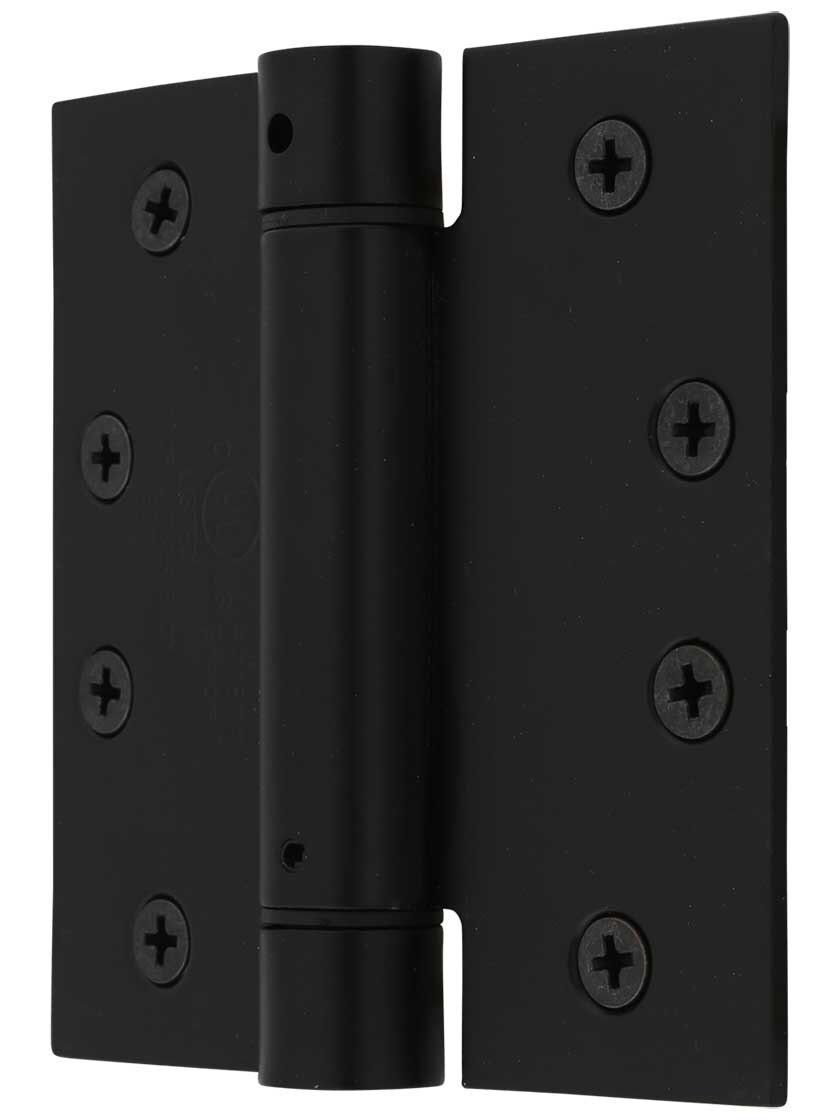 4" Single Action Spring Hinge with Square Corners in Matte Black ...