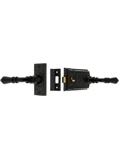 Ornate Cast Iron Screen Door Latch Set In Matte Black | House of ...