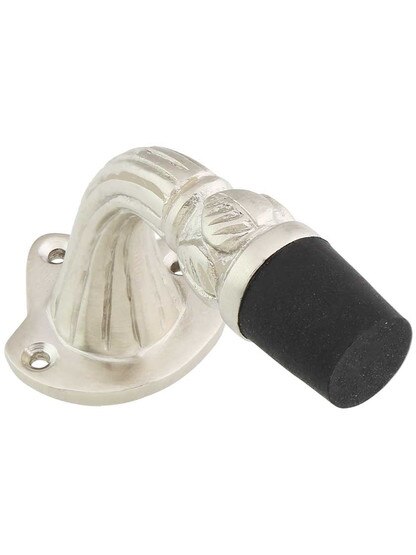 Solid Brass Reeded Floor-Mount Door Stop in Satin Nickel | House of ...