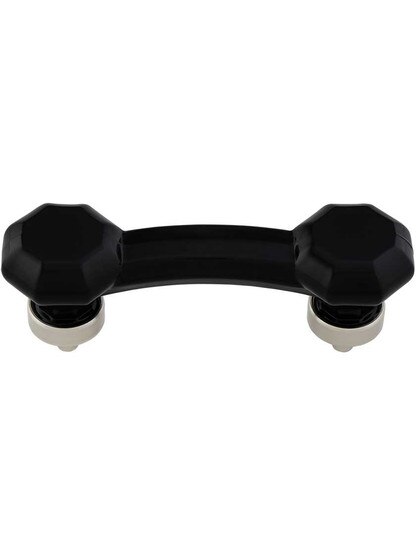 Black Octagonal Glass Bridge Handle with Brass Base 3-Inch Center-to ...