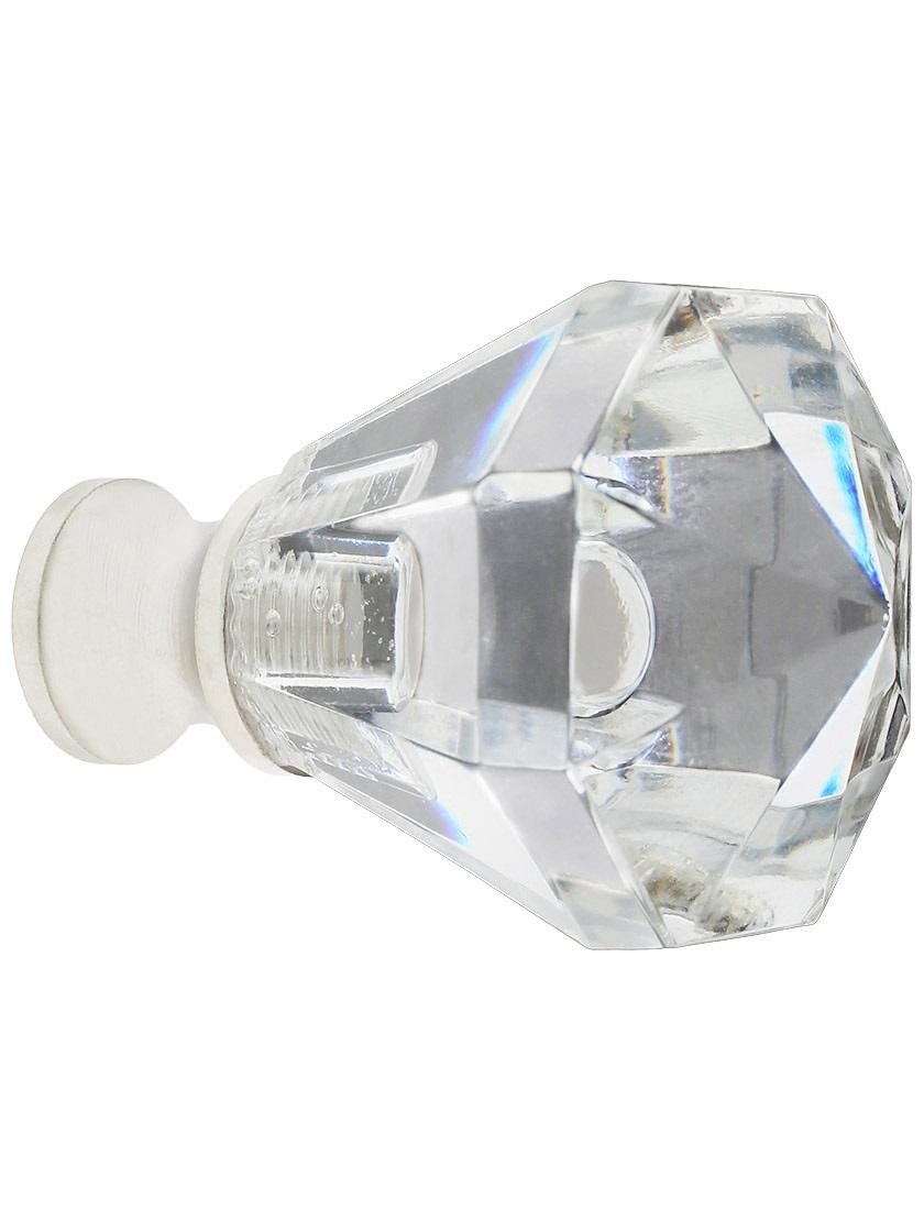 Small Octagonal Crystal Knob with Solid Brass Base in Satin Nickel | House of Antique Hardware