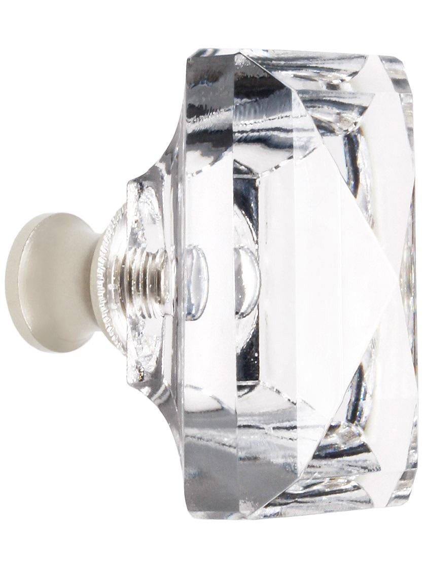 German Crystal Rectangular Knob With Solid Brass Base In Satin Nickel ...
