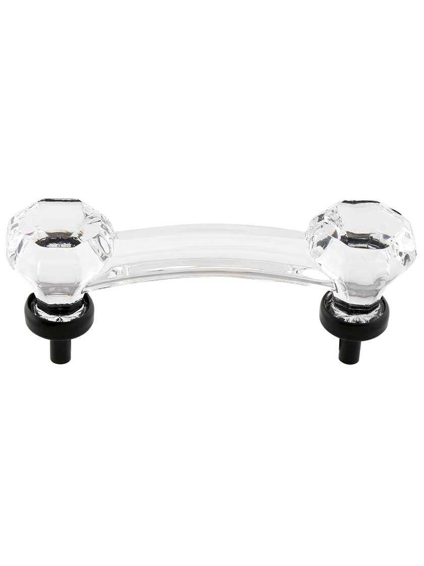 Octagonal Clear-Glass Bridge Drawer Pull with Brass Base - 3" Center-to ...