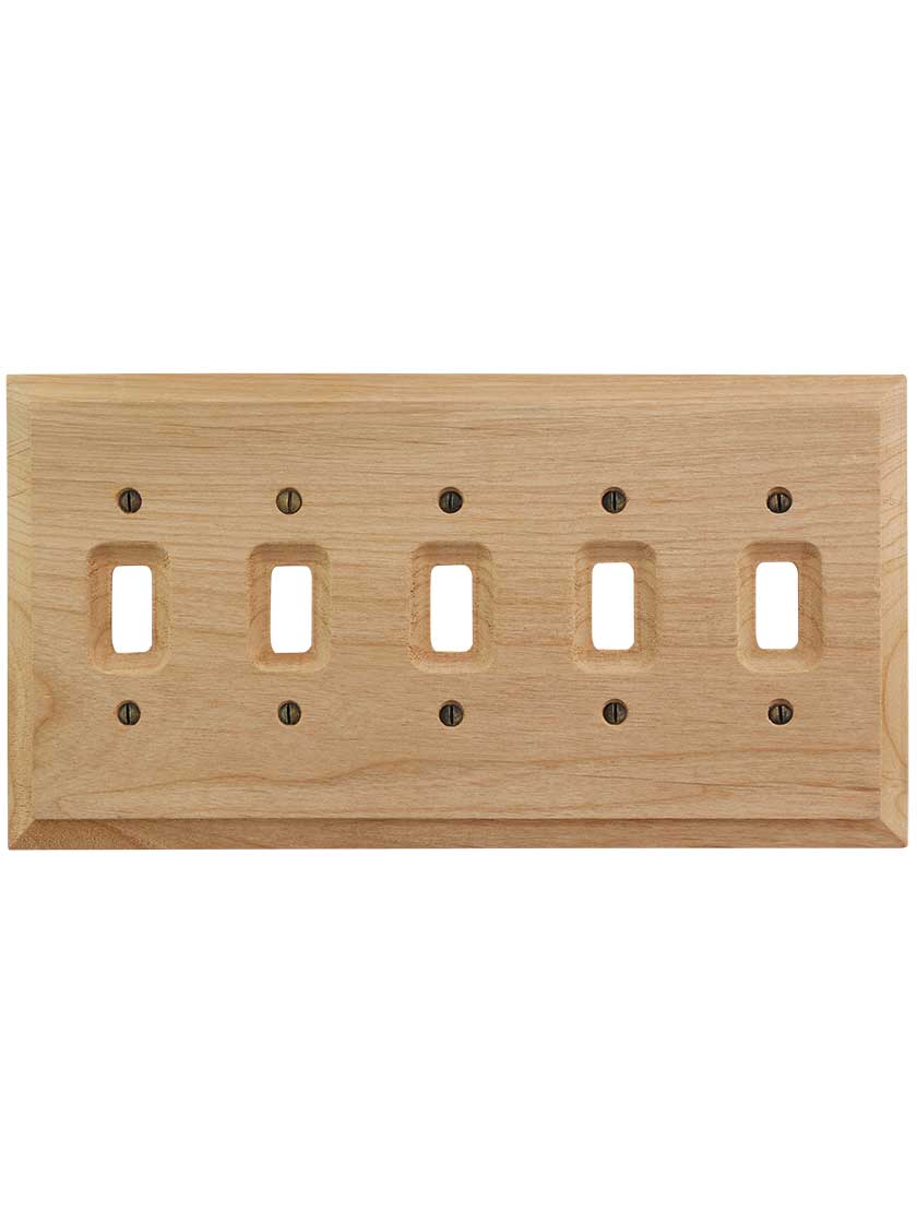 Alder Wood Unfinished 5-Gang Toggle Switch Plate | House of Antique ...