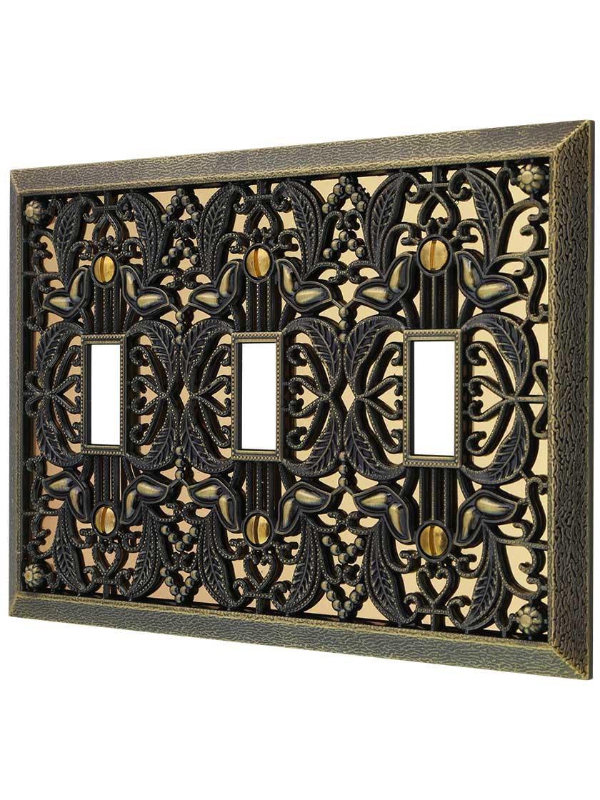 Filigree Triple-Toggle Switch Plate | House of Antique Hardware