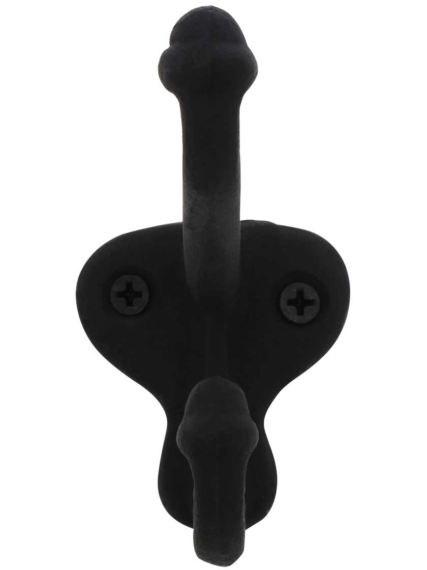 Cast Iron Double-Acorn Coat Hook in Matte Black | House of Antique Hardware