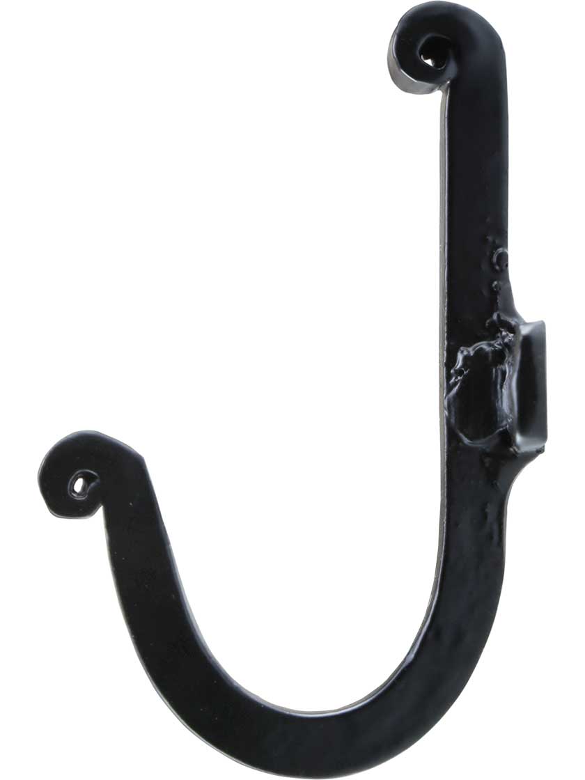 4-Hook Coat Rack with Plain Hooks in Matte Black | House of Antique ...