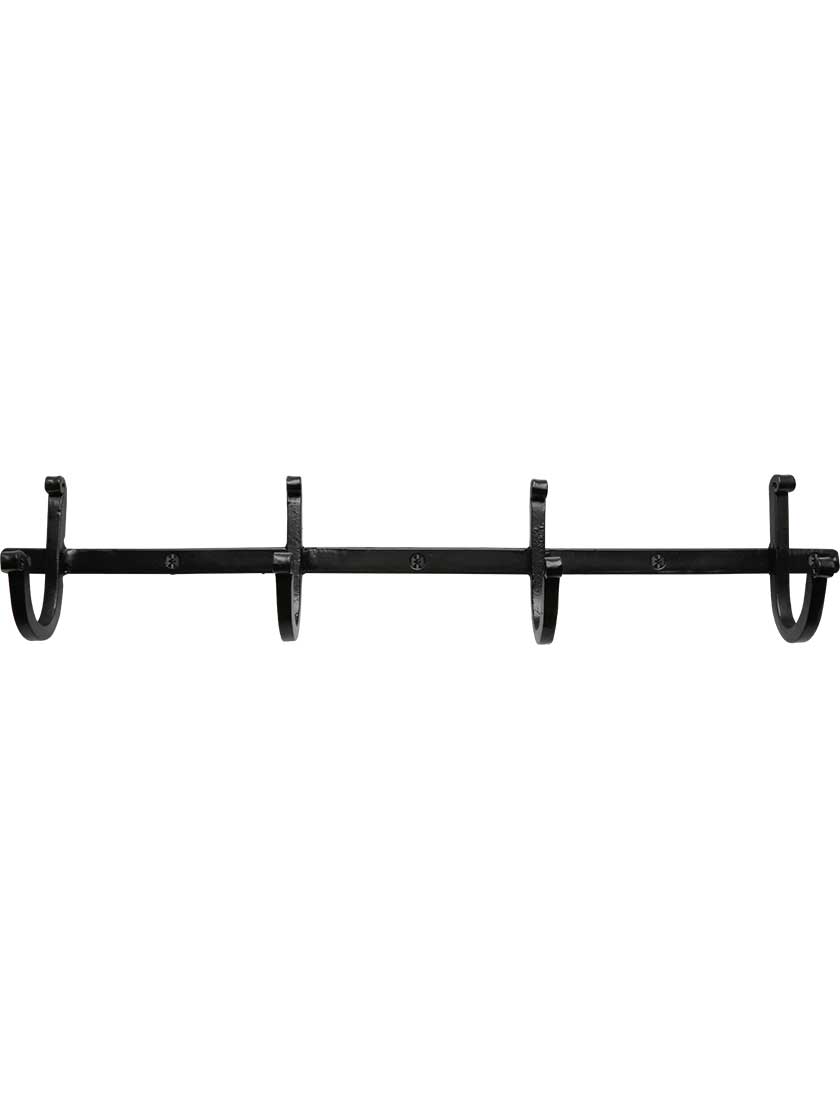 4-Hook Coat Rack with Plain Hooks in Matte Black | House of Antique ...