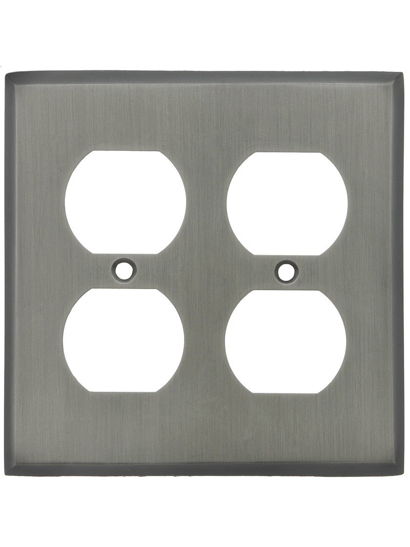 Traditional Double Gang Duplex Cover Plate In Forged Brass | House of ...