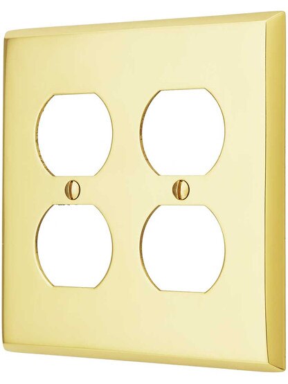 Traditional Double Gang Duplex Cover Plate In Forged Brass | House of ...