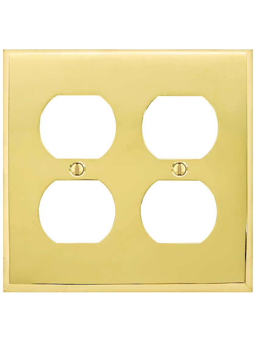 Traditional Double Gang Duplex Cover Plate In Forged Brass | House of ...