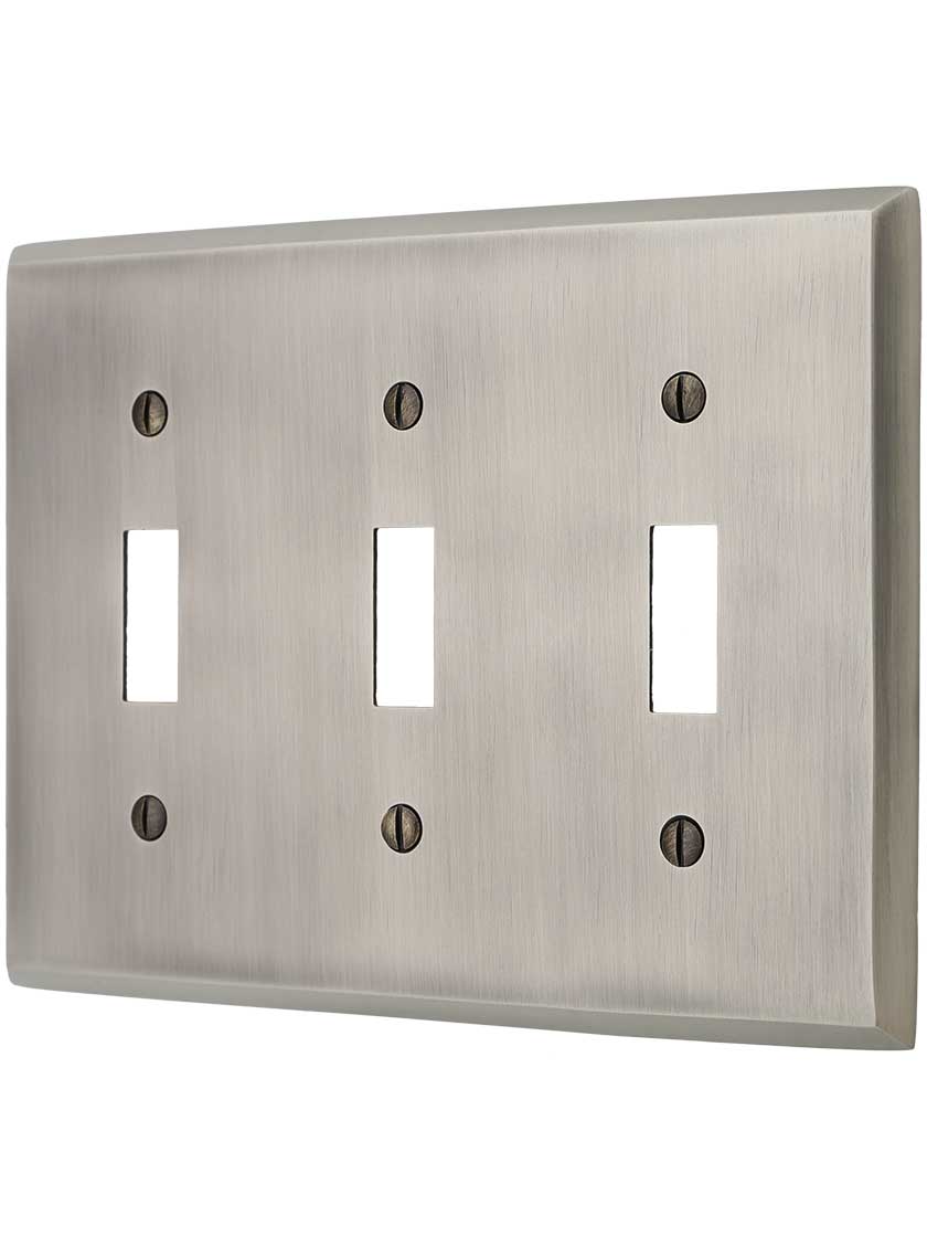 Traditional Triple Toggle Switch Cover Plate In Forged Brass | House of ...