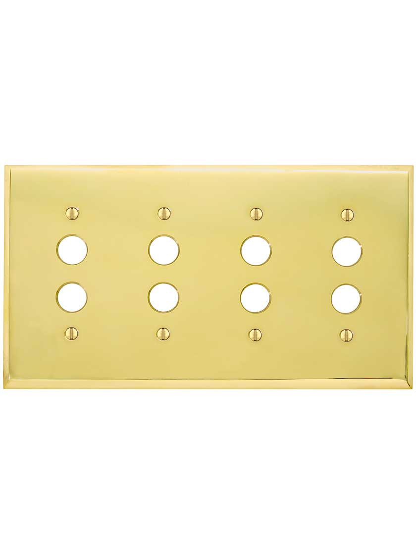 Traditional Quad Gang Push Button Switch Plate In Forged Brass | House ...