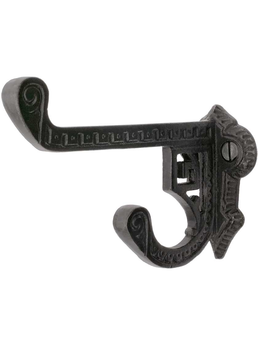 Ornate Cast-Iron Double Hook with Lacquer Finish | House of Antique ...