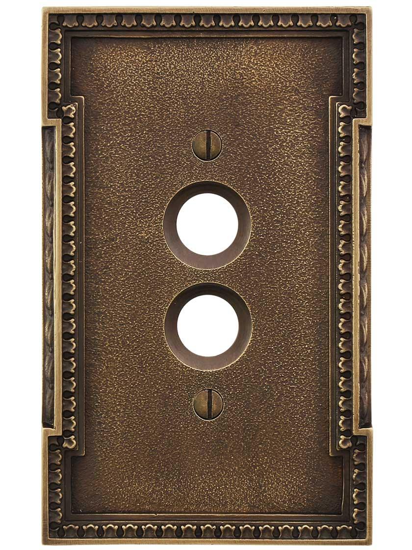 Neoclassical Single Gang Push Button Switch Plate in Antique-By-Hand ...