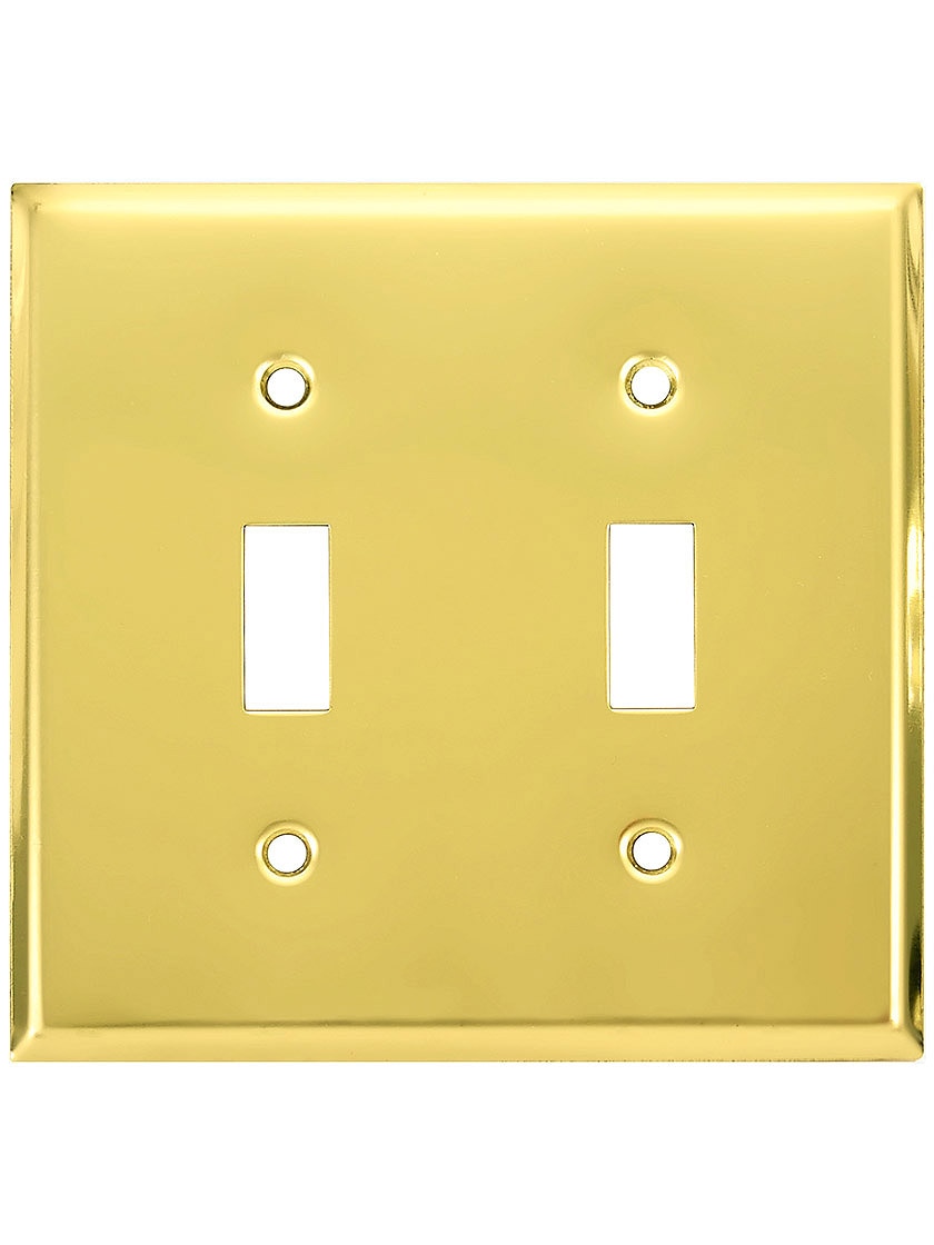 Classic Double Toggle Switch Plate In Pressed Brass or Steel | House of ...