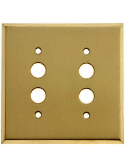 Classic Double Gang Push Button Switch Plate In Pressed Brass or Steel ...