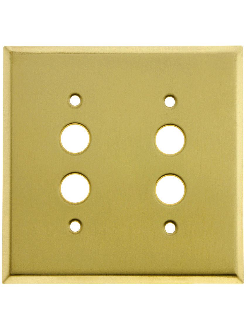 Classic Double Gang Push Button Switch Plate In Pressed Brass or Steel ...