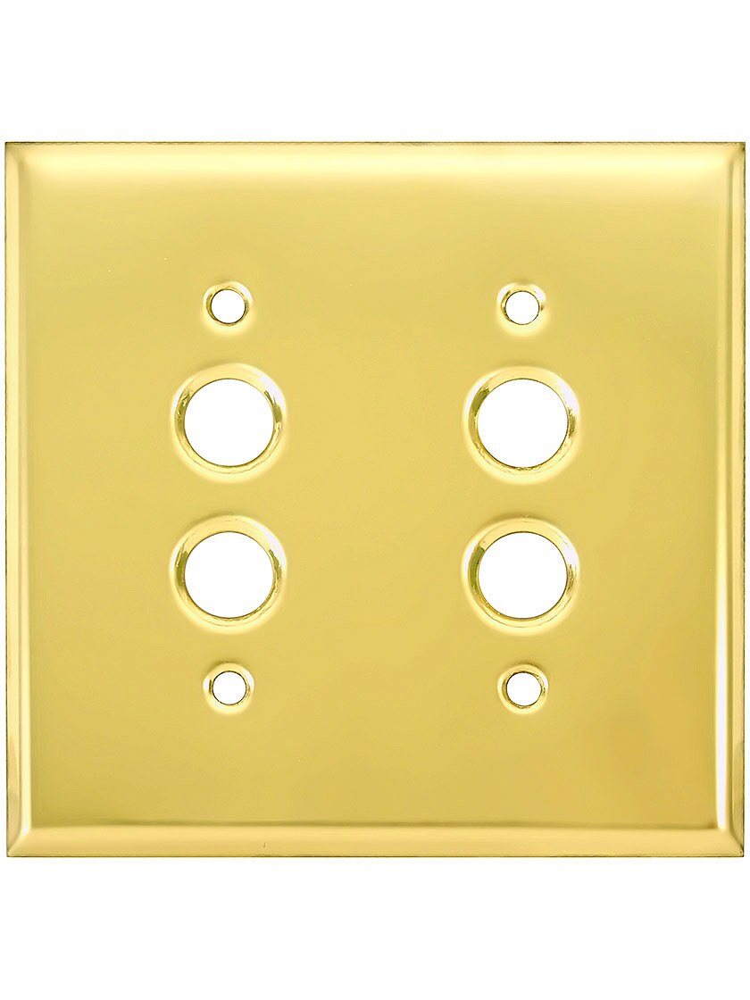 Classic Double Gang Push Button Switch Plate In Pressed Brass or Steel ...