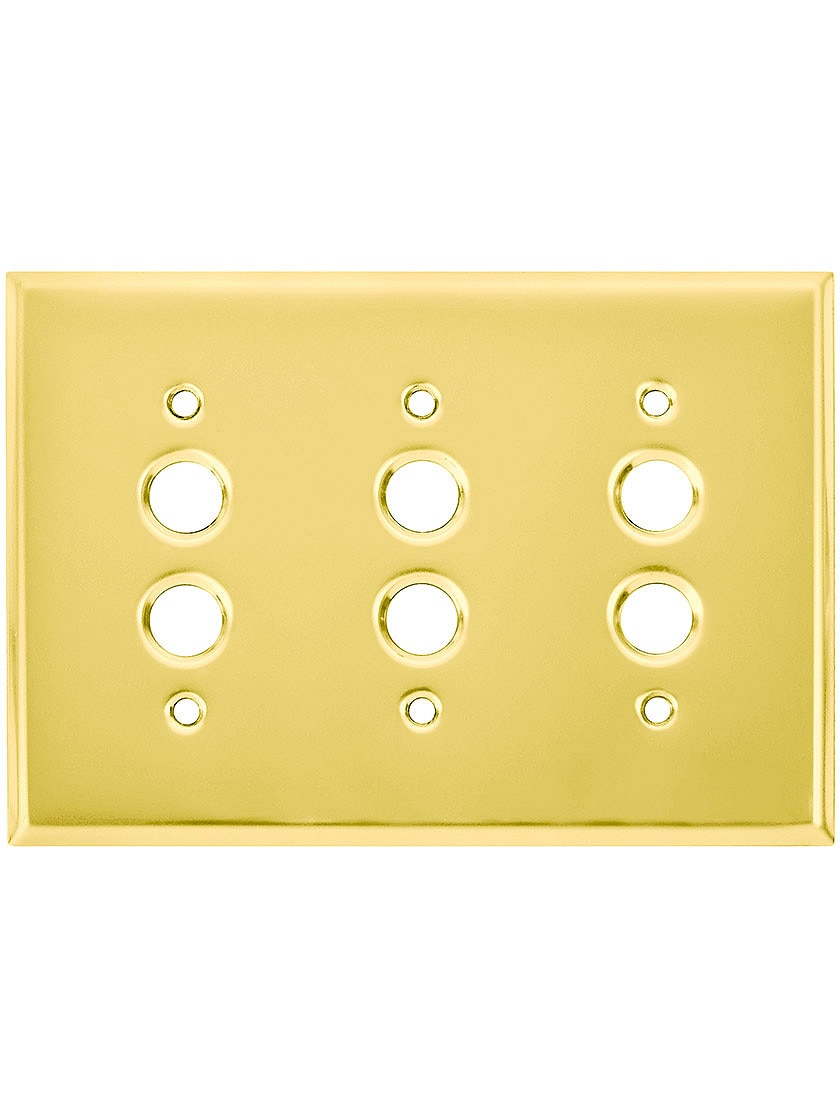 Classic Triple Gang Push Button Switch Plate In Pressed Brass or Steel ...