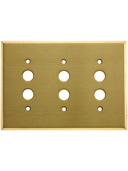 Classic Triple Gang Push Button Switch Plate In Pressed Brass or Steel ...