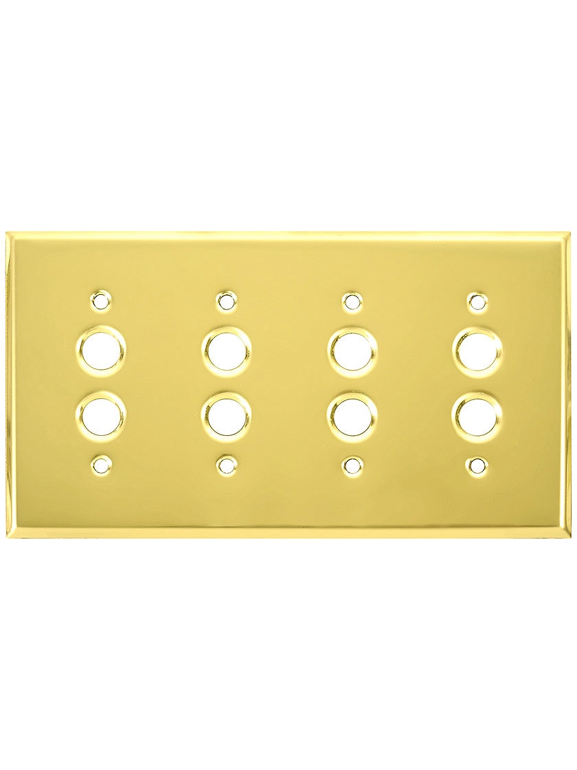 Classic Four Gang Push Button Switch Plate In Pressed Brass or Steel ...