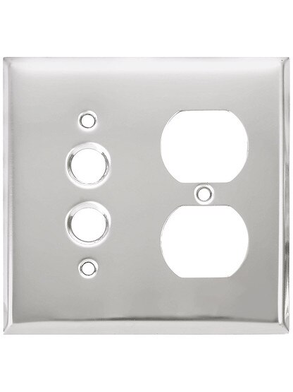 Classic Combo Push Button Switch / Duplex Cover Plate In Pressed Brass ...