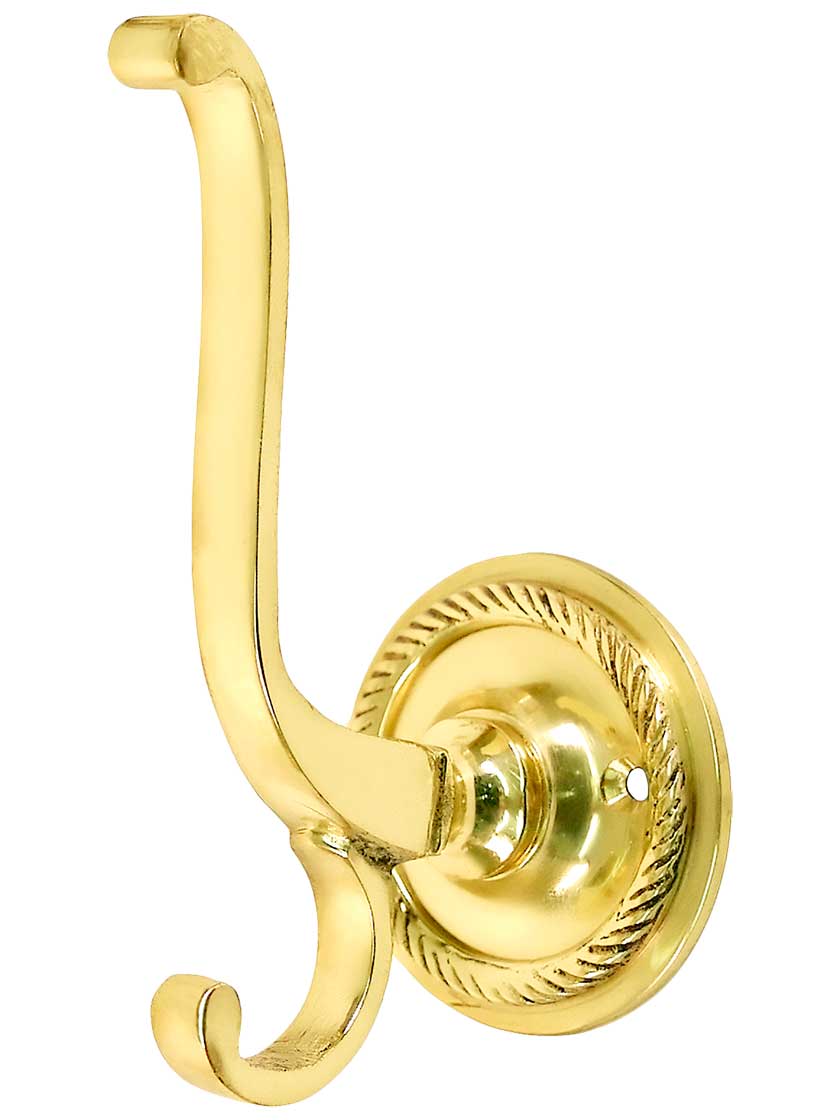 Premium Forged Brass Double Hook With Rope Rosette | House of Antique ...