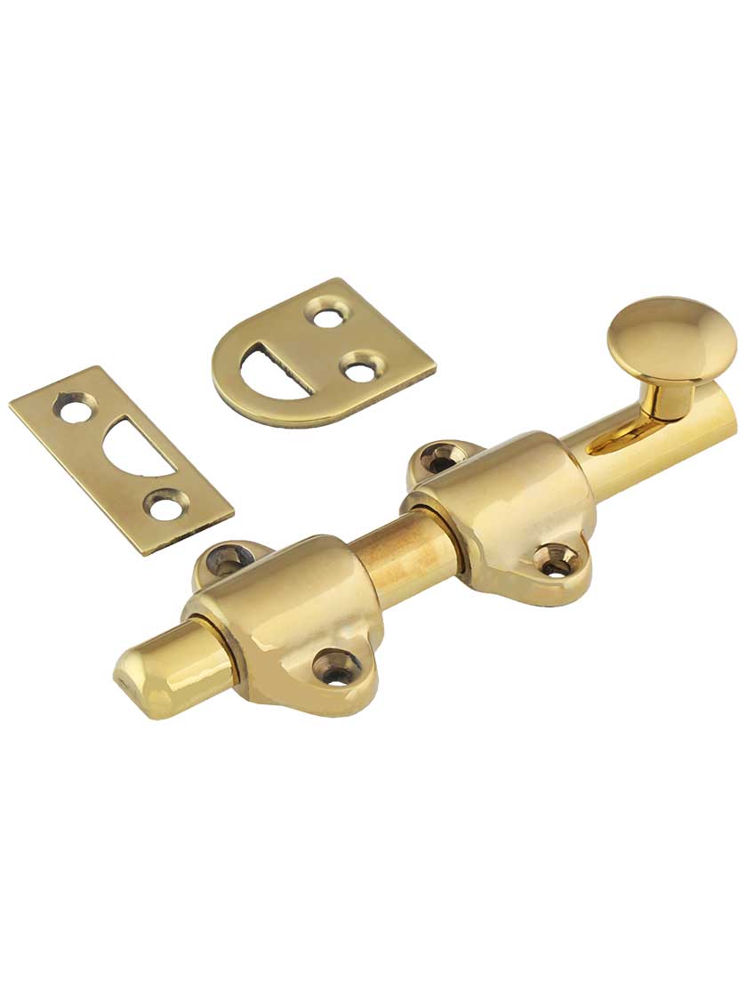 4" Medium-Duty Surface Bolt in Solid Brass | House of Antique Hardware