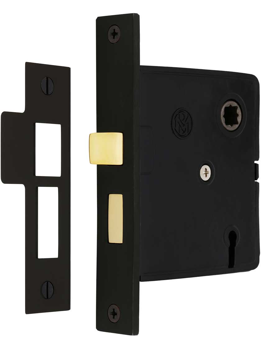 Reproduction Mortise Lock with Solid Brass Faceplate - 2 1/2" Backset ...