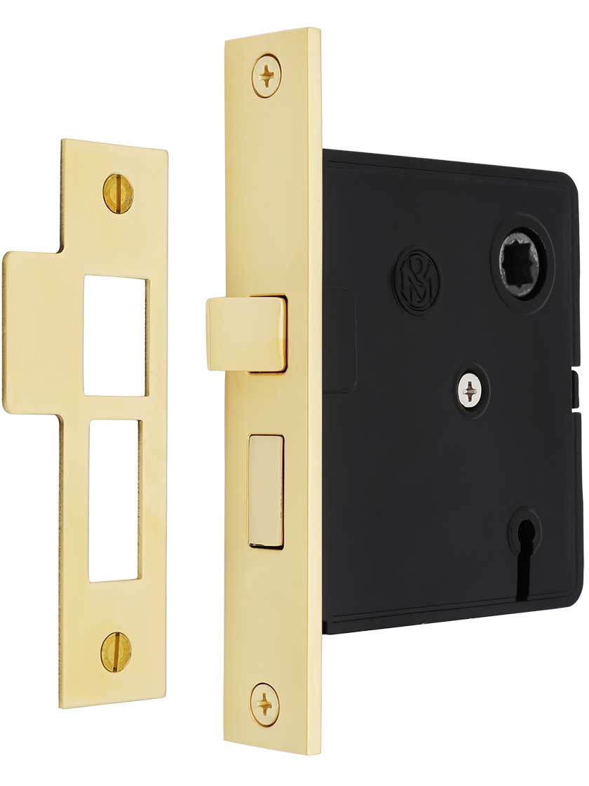 Reproduction Mortise Lock with Solid Brass Faceplate - 2 1/2" Backset ...
