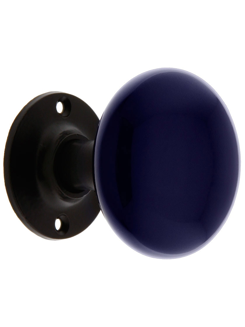 Pair of Blue Porcelain Door Knobs With Iron Shanks | House of Antique ...
