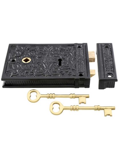 Cast Iron Scroll-Design Rim Lock | House of Antique Hardware