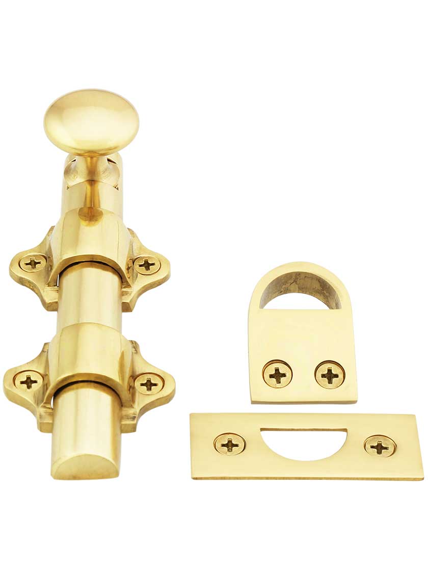 4 5/16" Traditional Style Surface Door Bolt In Solid Brass | House of ...