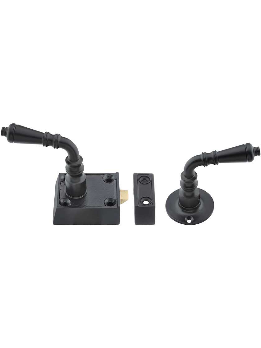 Small Cast Iron Rim Latch Set with Victorian Levers | House of Antique ...