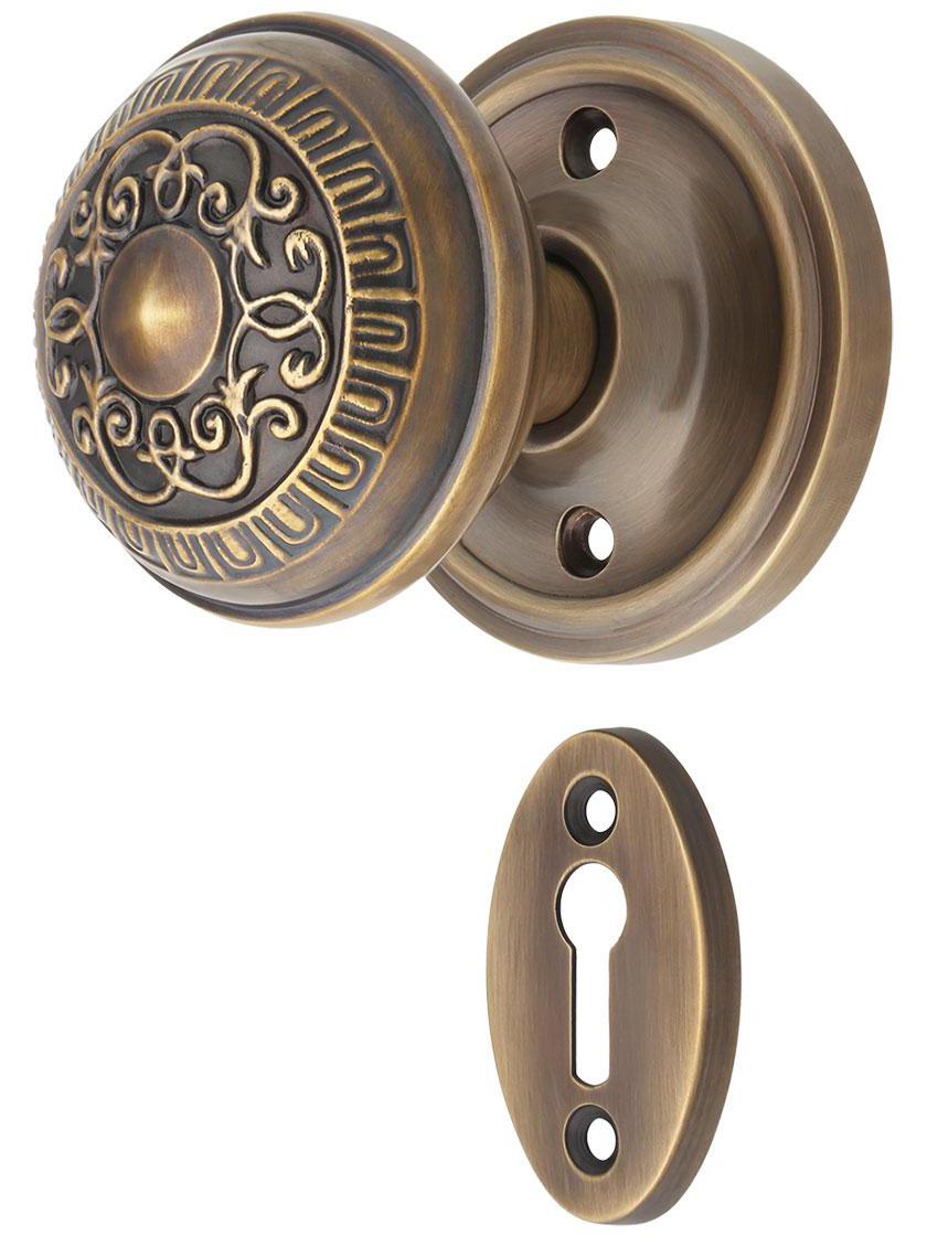 Classic Rosette Mortise-Lock Set with Egg & Dart Knobs in Antique-By ...