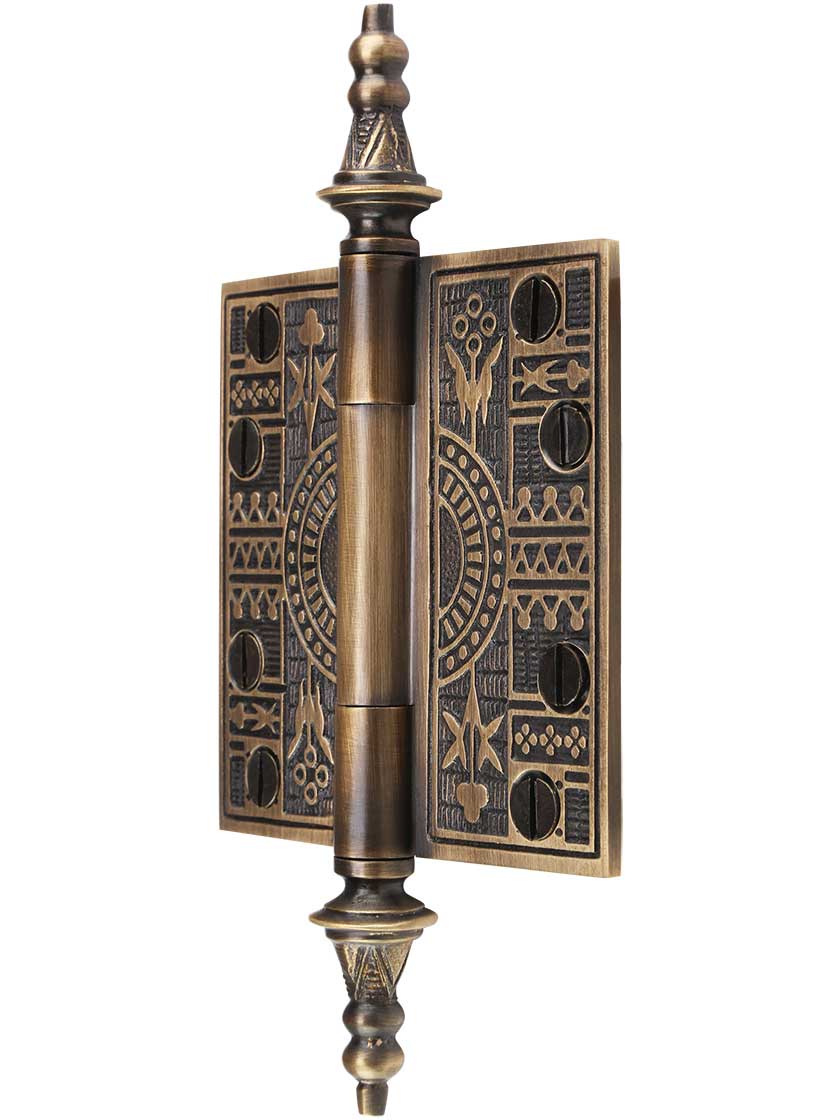 3 1/2-Inch Solid Brass Eastlake Steeple Tip Hinge In Antique-By-Hand ...