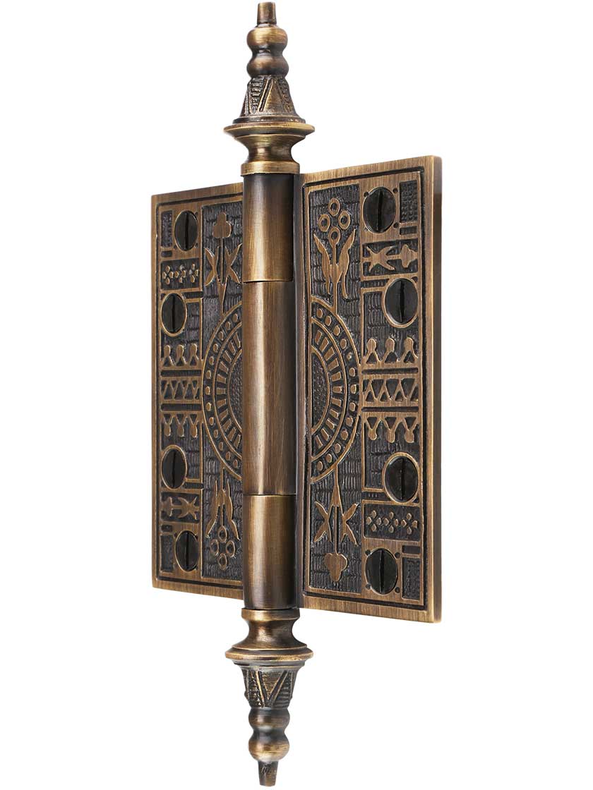 4-Inch Solid Brass Eastlake Steeple Tip Hinge In Antique-By-Hand Finish ...
