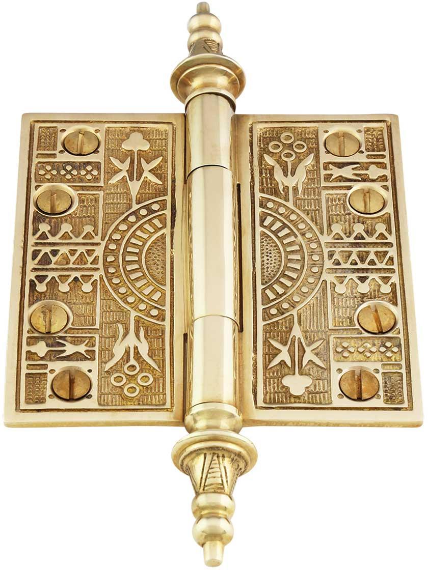 4-Inch Solid Brass Eastlake Steeple Tip Hinge In Unlacquered Brass ...